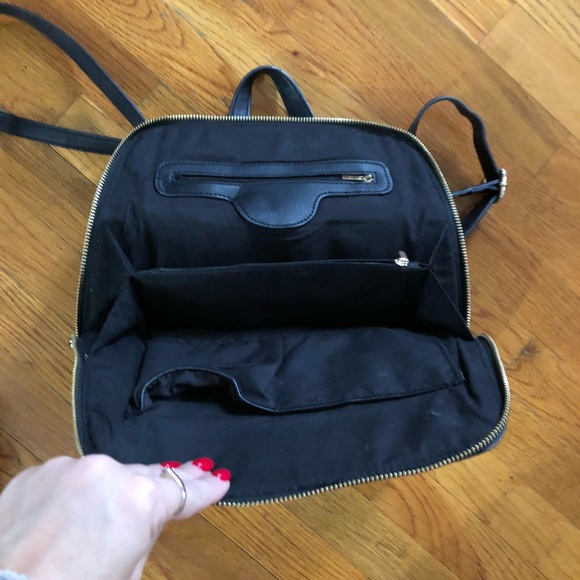 Bags | Black Faux Leather Backpack | Poshmark